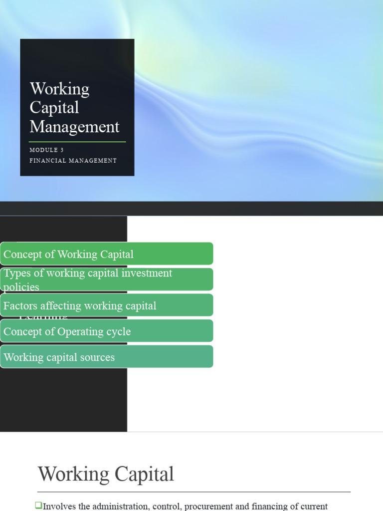 Working Capital Management | PDF | Working Capital | Financial Capital