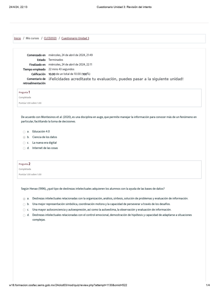 Cuestionario Unidad 3: Cultura Digital | PDF | Inteligencia artificial ...