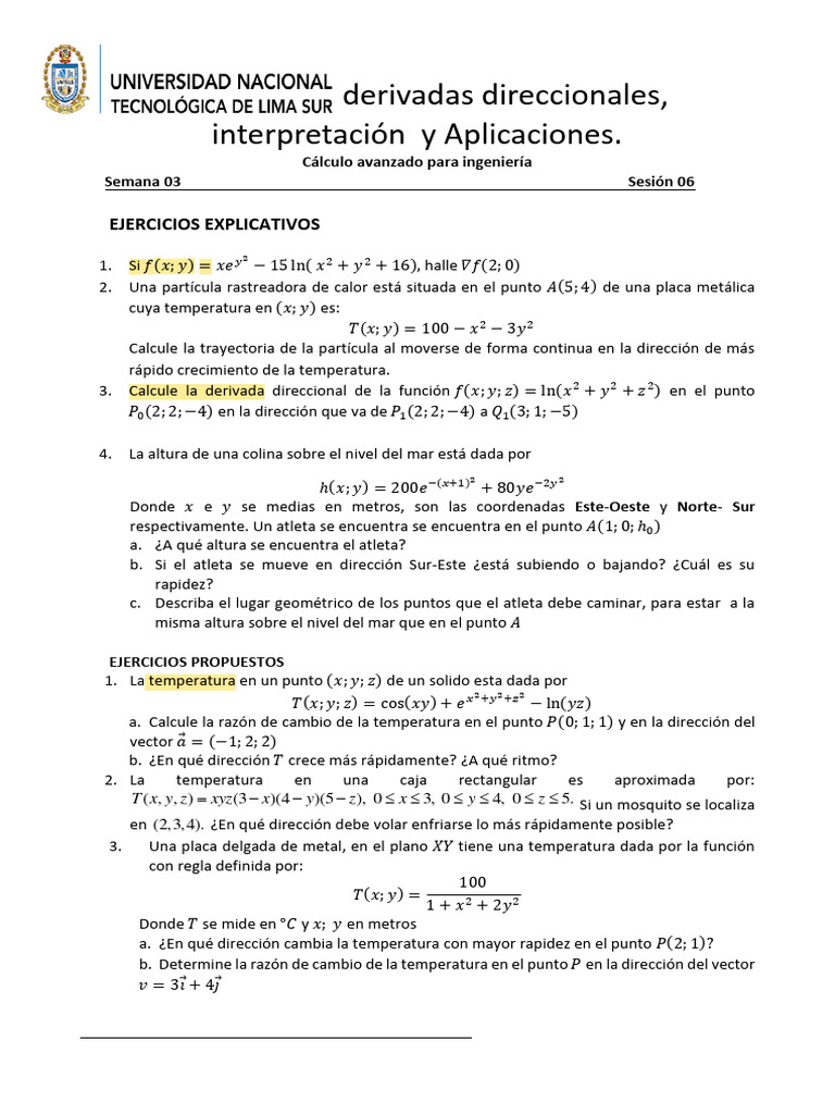Practica Derivadas Direccionales | PDF | Degradado | Física