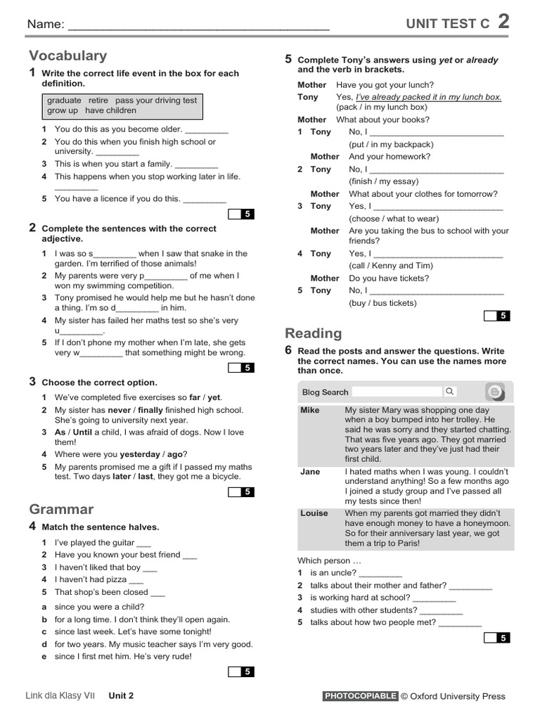 Link L7 U2 Unit Testc | PDF