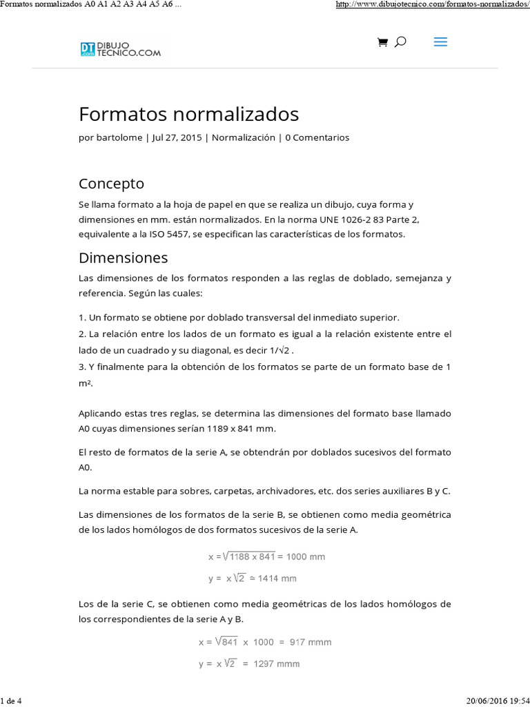Normas y Dimensiones de Formatos A0-A6 | PDF