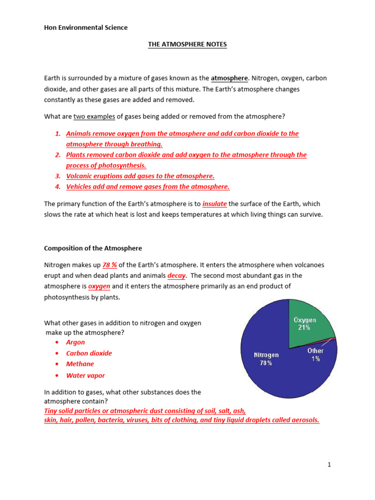 Earth Processes Atmosphere Notes | PDF | Atmosphere Of Earth | Atmosphere