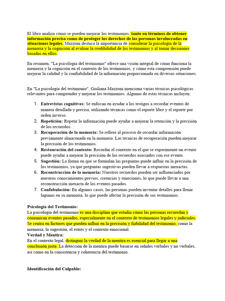 Piscologia Del Testimonio y Debate Hart Vs Dworkin | PDF | Testigo ...