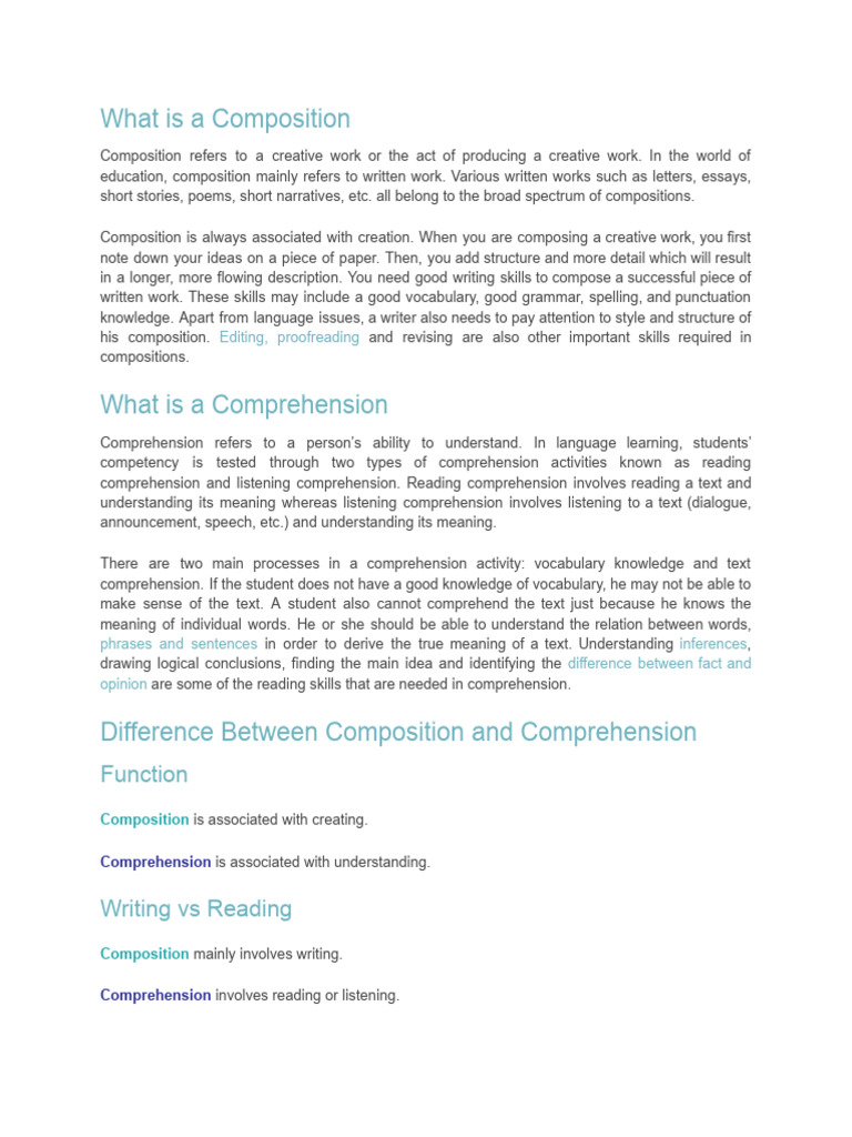 Composition and Comprehension Grammar For English Learner's | Download ...