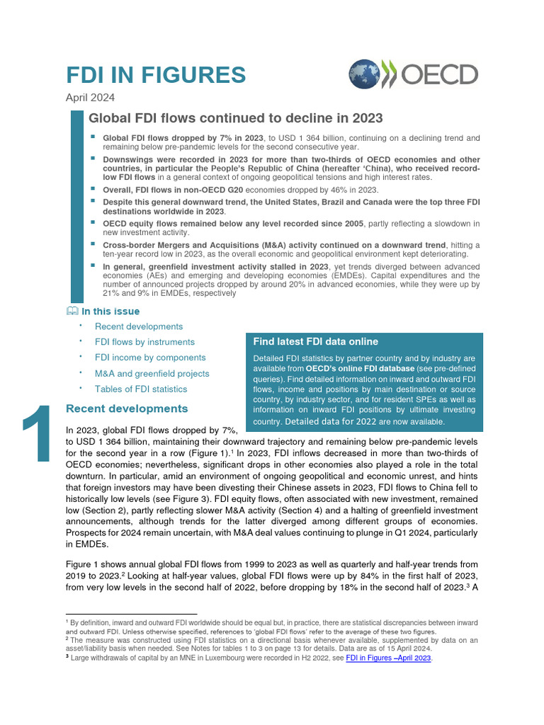 Global FDI Trends 2023: Decline Analysis | PDF | Foreign Direct ...