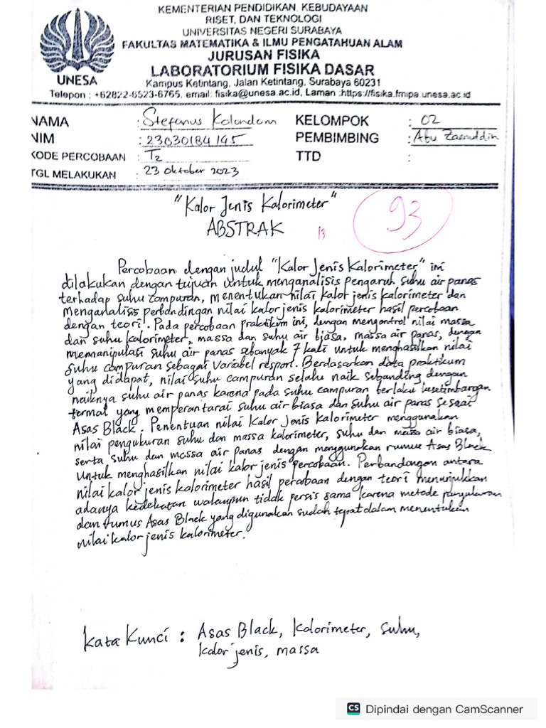 Kalor Jenis Kalorimeter | PDF
