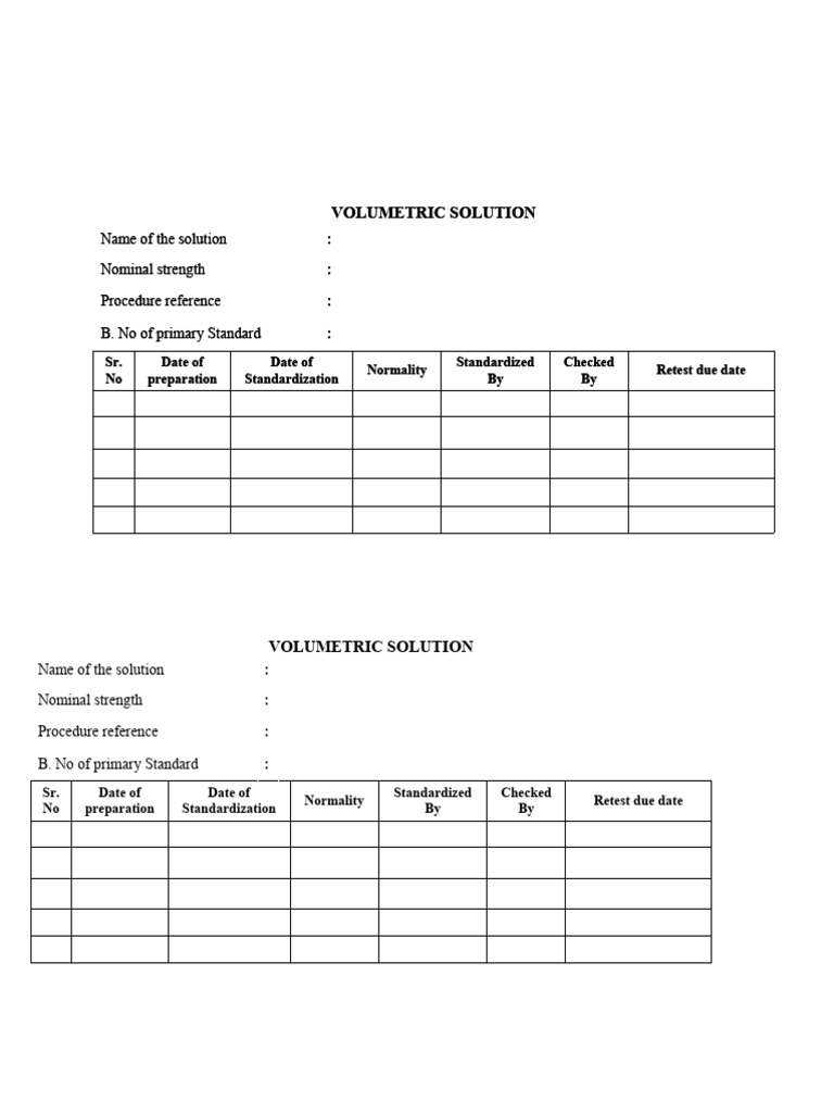 Volumetric Solution Label | PDF