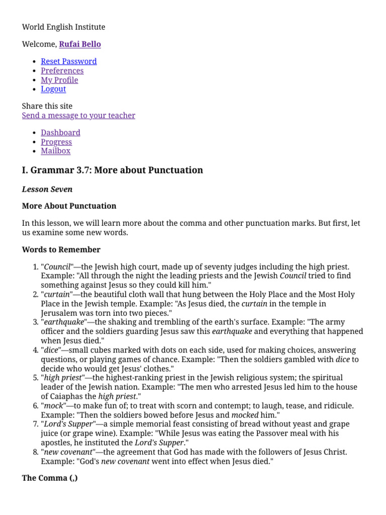 World English Institute | PDF | Comma | Bracket