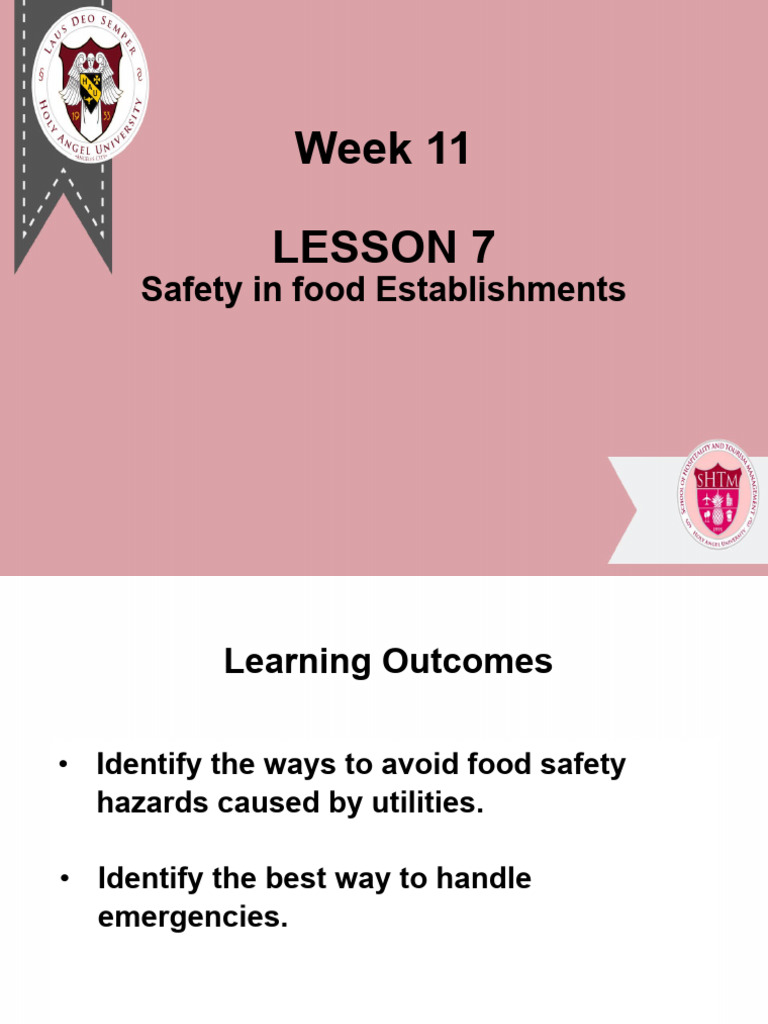 11LESSON 7+ +Safety+in+Food+Establishments | PDF | First Aid ...