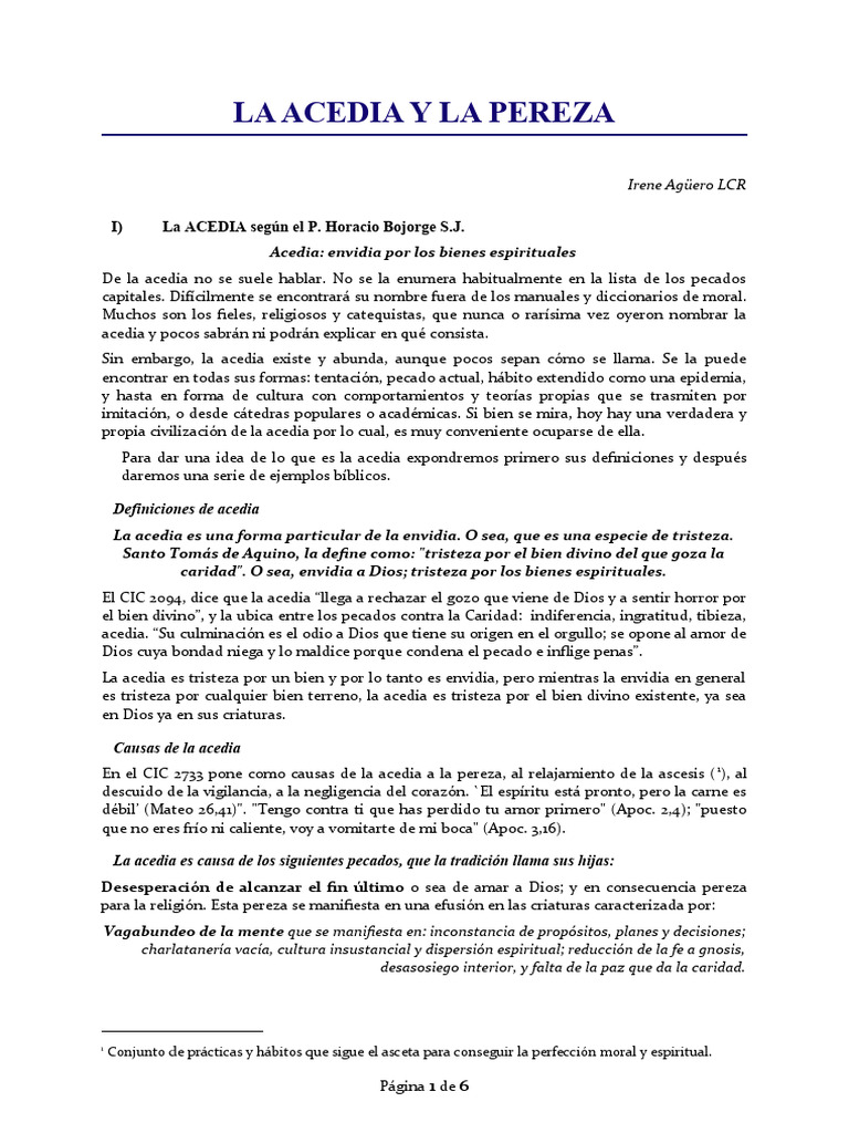 La Acedia y La Pereza | PDF | Pecado | Amor