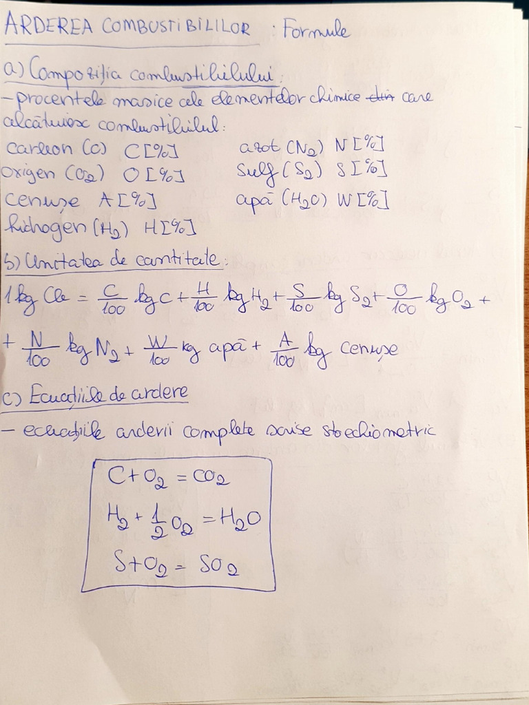 Arderea Combustibililor Formule | PDF