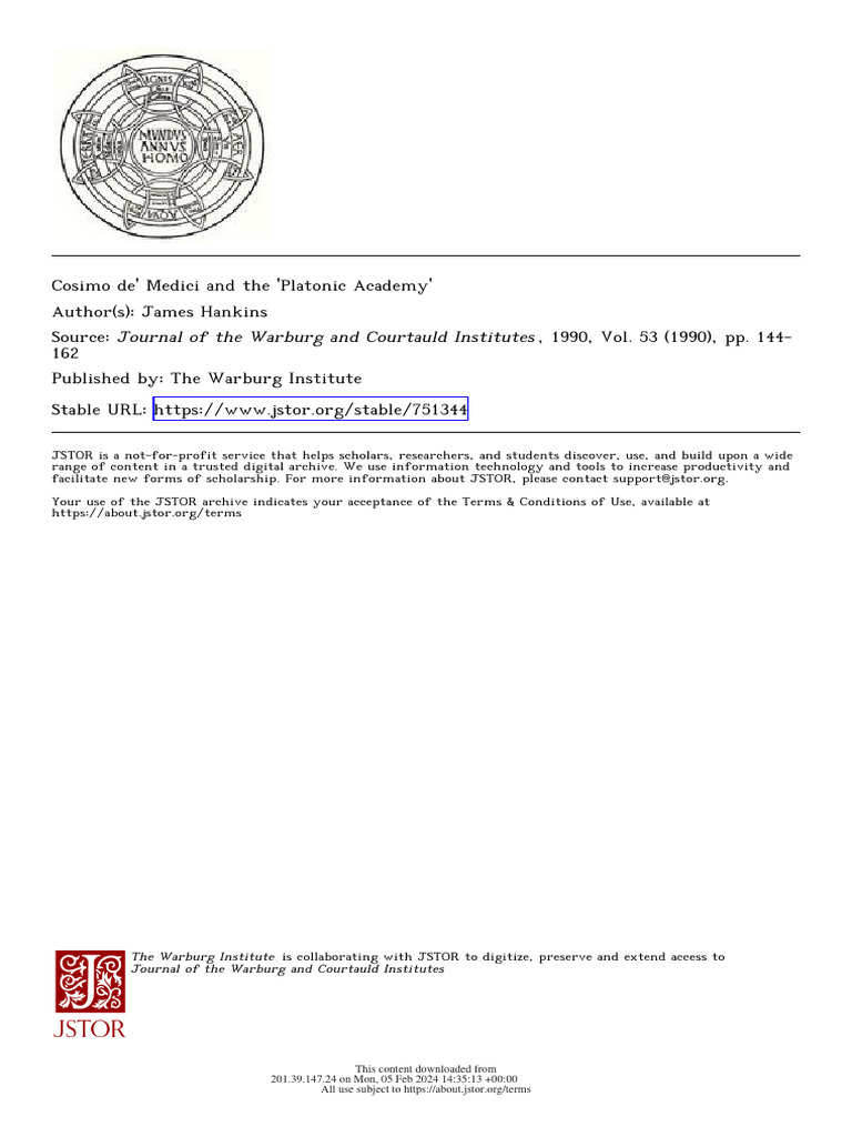 Platonic Academy in Florence | PDF | Marsilio Ficino | Plato