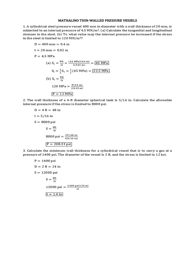 Mathalino Pressure Vessels | PDF | Pascal (Unit) | Pipe (Fluid Conveyance)