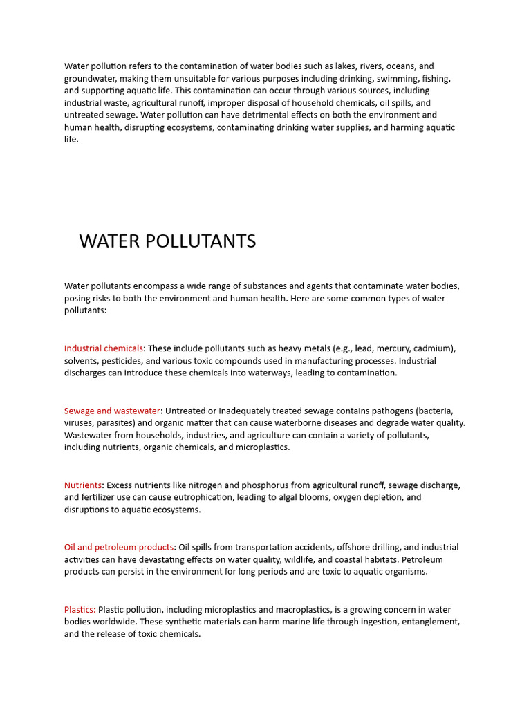 Water Pollution | PDF | Water Pollution | Eutrophication