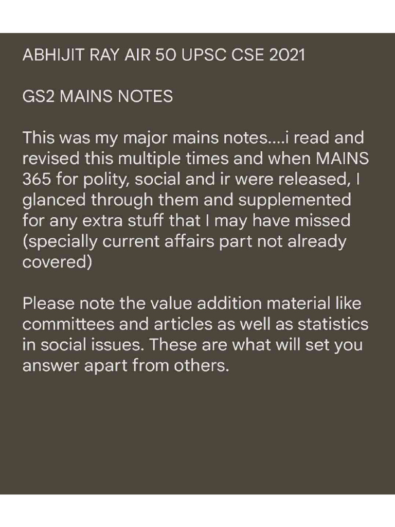 Gs2 Mains Notes | PDF