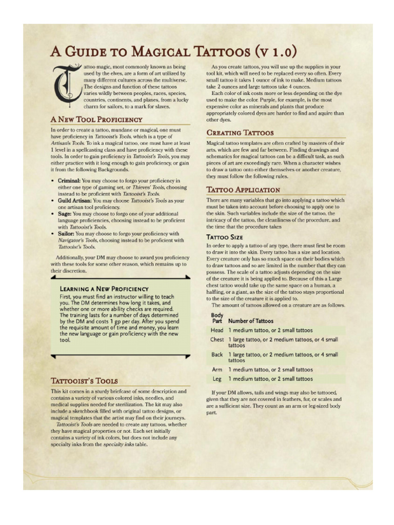 Magic Tattoo Rules | PDF
