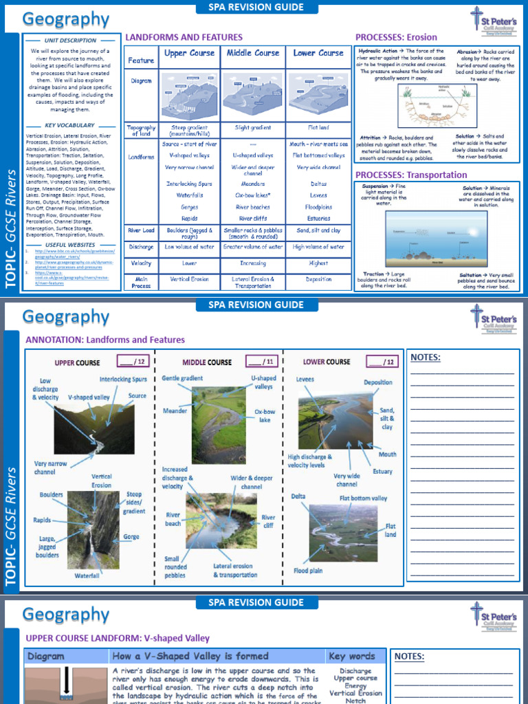 GCSE Rivers Revision Guide | PDF | River | Erosion
