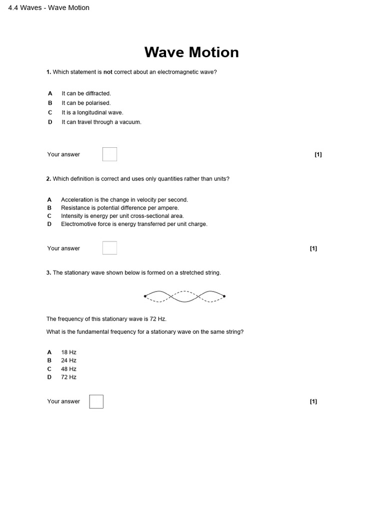 4.4 Waves - Wave Motion QP | PDF | Waves | Frequency