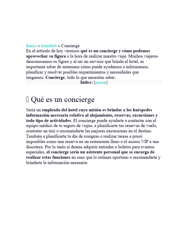 Qué es un Concierge en Hoteles | PDF | Hotel