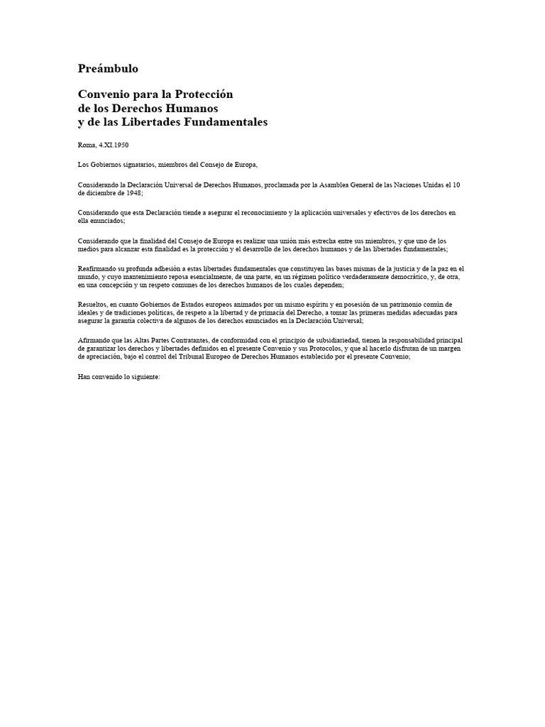 1 Preámbulo CEDH | PDF | Política