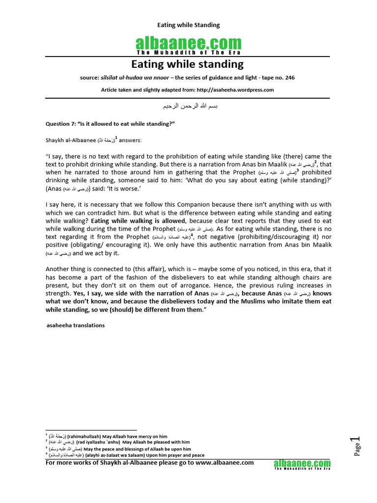 Eating While Standing 1 | PDF | Religious Faiths | Abrahamic Religions