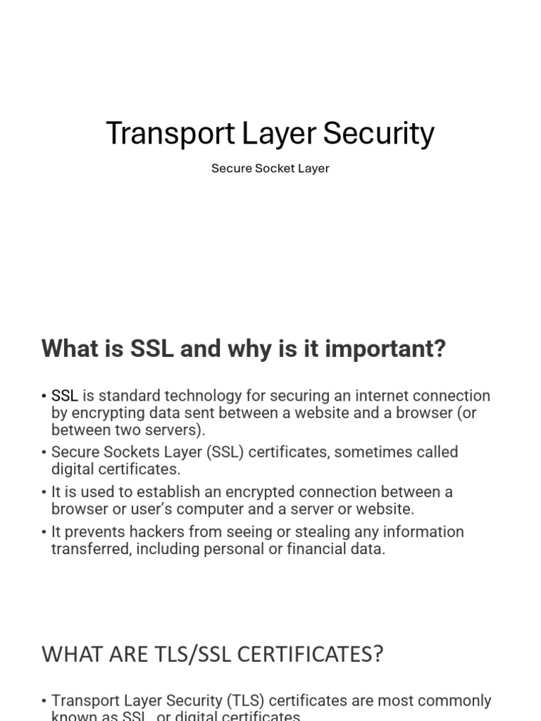 53-Transport-Layer Security - SSL - TLS-18-04-2024 | PDF | Transport Layer Security | Public Key ...