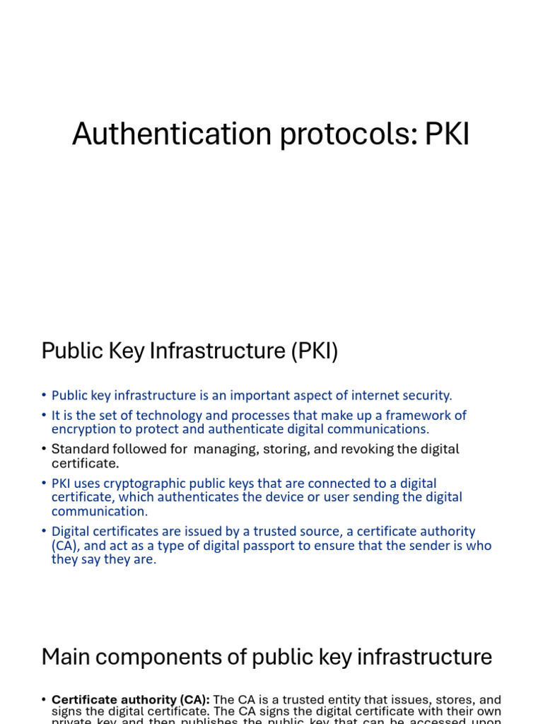 52-Authentication Protocols - PKI-16-04-2024 | PDF | Public Key Certificate | Public Key ...