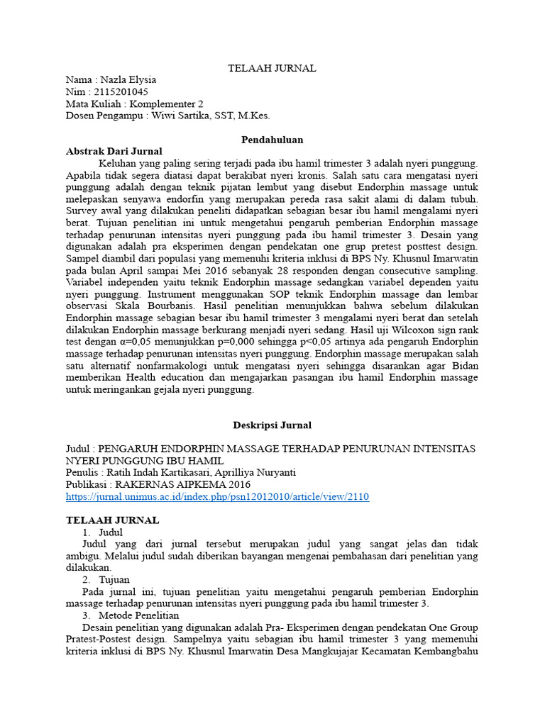 Nazla Elysia (TELAAH JURNAL) | PDF