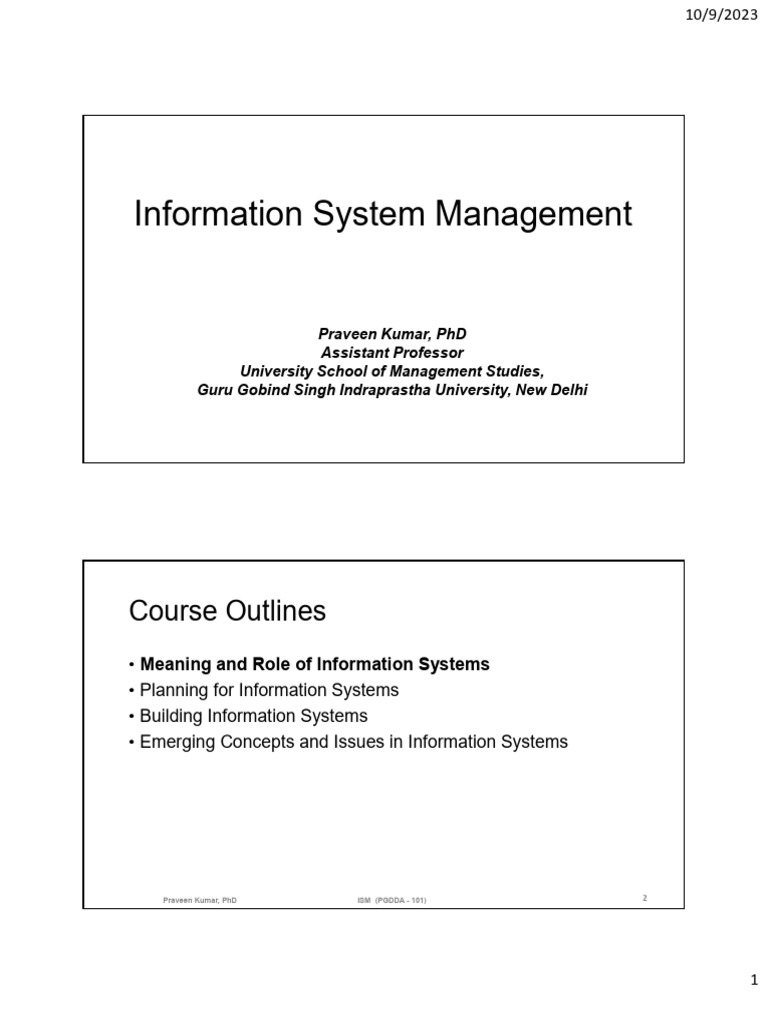 PGDDA--101-ISM-Unit-1 | PDF | Information System | System