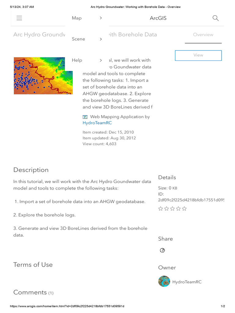 Arc Hydro Groundwater - Working With Borehole Data - Overview | PDF | Arc Gis | Software
