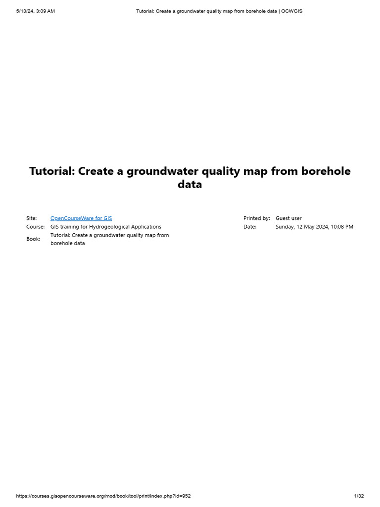 Tutorial - Create A Groundwater Quality Map From Borehole Data - OCWGIS ...