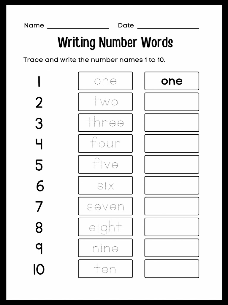 Writing Numbers 1 to 20 in Words Math Worksheets for Kids | PDF