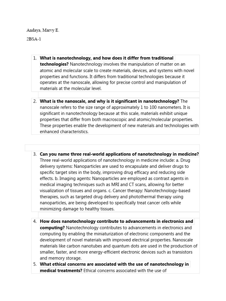nanotechnology activity | PDF | Nanotechnology | Physical Sciences