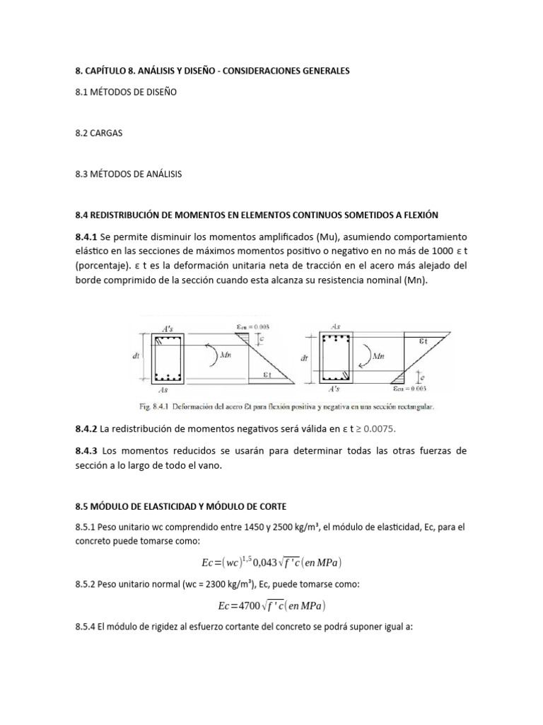 Capitulo 8 ANÁLISIS Y DISEÑO - CONSIDERACIONES GENERALES | PDF | Viga (Estructura) | Rigidez