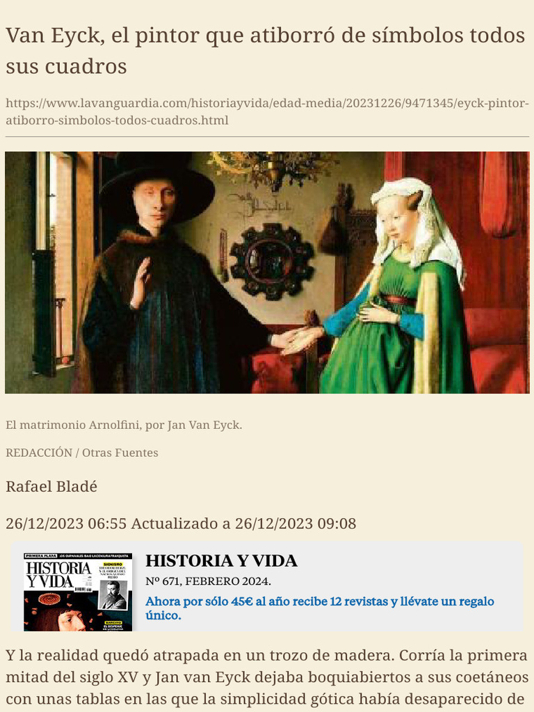 Van Eyck, El Pintor Que Atiborró de Símbolos Todos | PDF | Pinturas ...