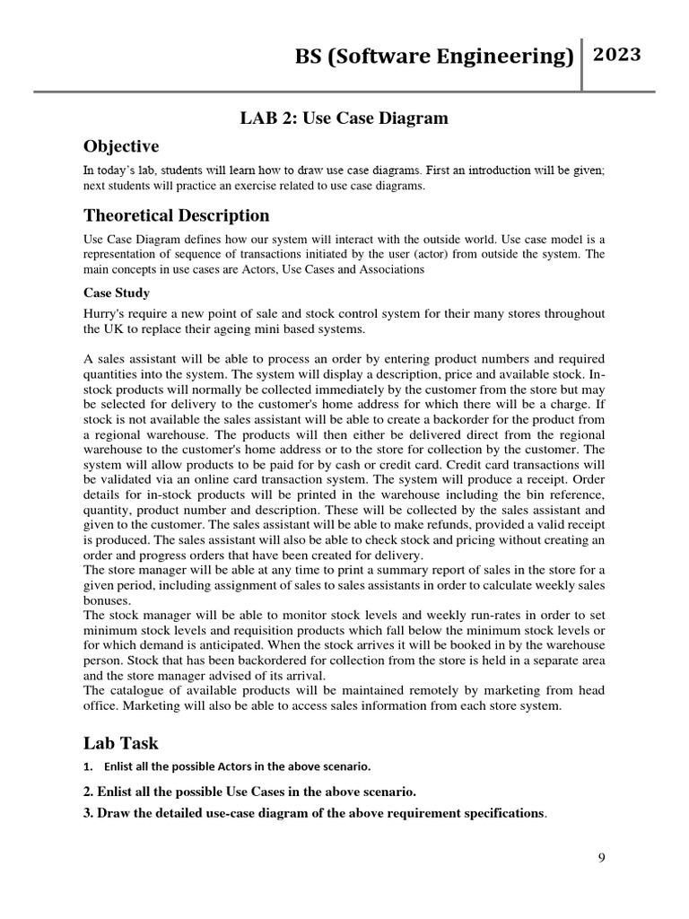 Sda Lab 2 Pdf Use Case Receipt 