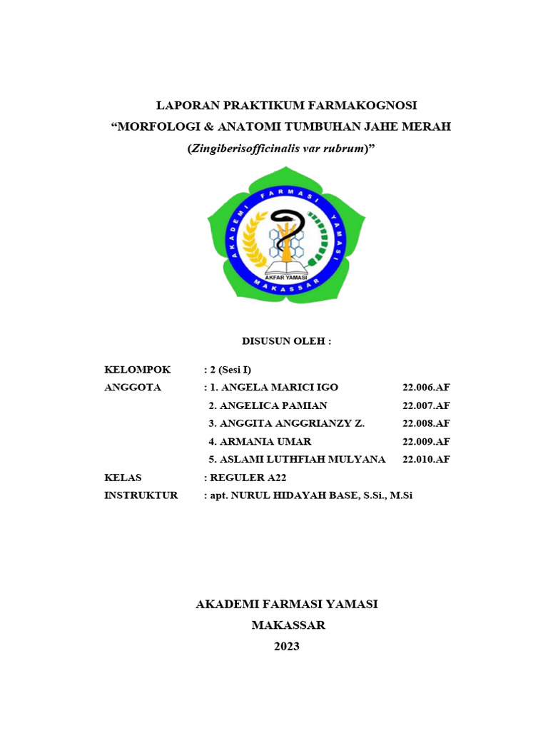 Morfologi dan Anatomi Jahe Merah | PDF