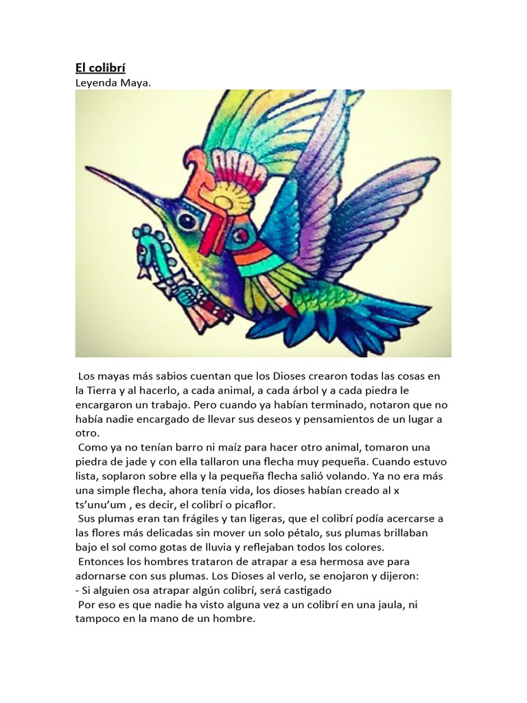 Leyenda Maya del Colibrí Mensajero | PDF | Libros para adolescentes