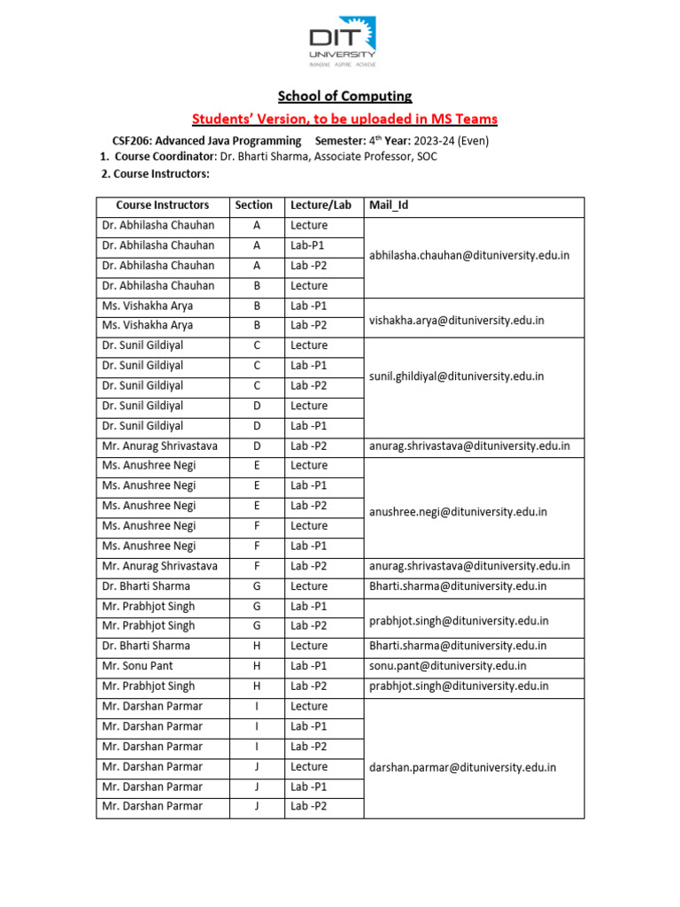 Student Version - CourseDescription Document - CSF206 | PDF | Thread (Computing) | Class ...