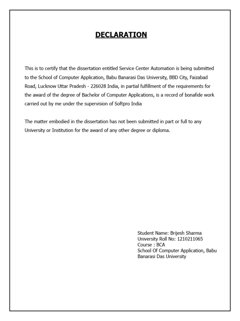 Declaration and Acknowledgment | PDF | Career & Growth