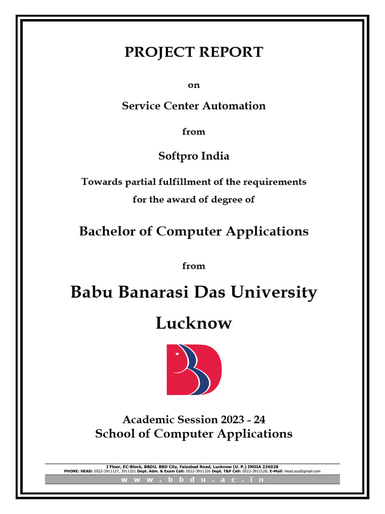 Coverpage of Project Report BCA 2023-24 | PDF