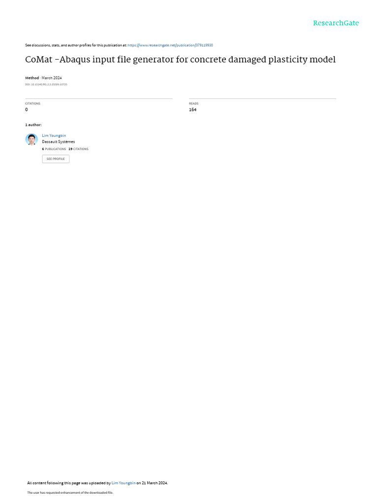 CoMat: Abaqus CDP Input Generator | PDF | Deformation (Engineering) | Stress (Mechanics)