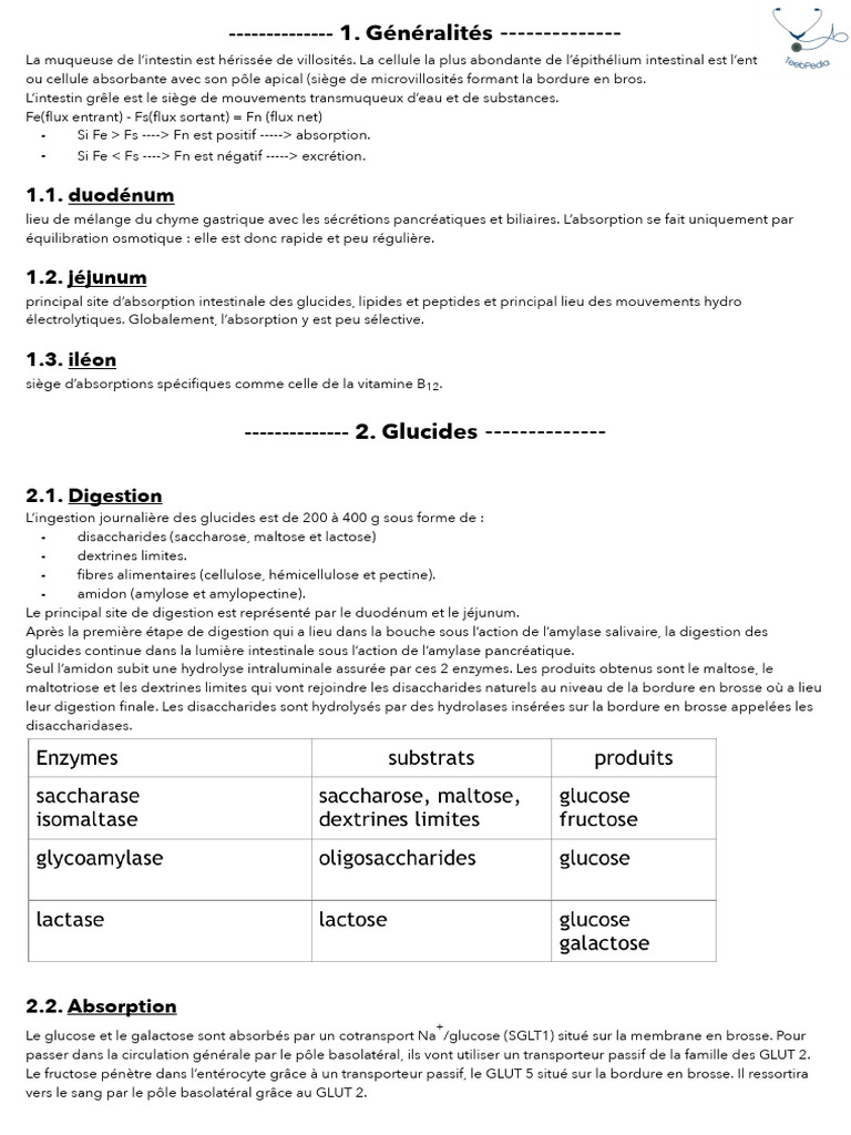 Absorption et digestion intestinale des nutriments | PDF | Lipide ...