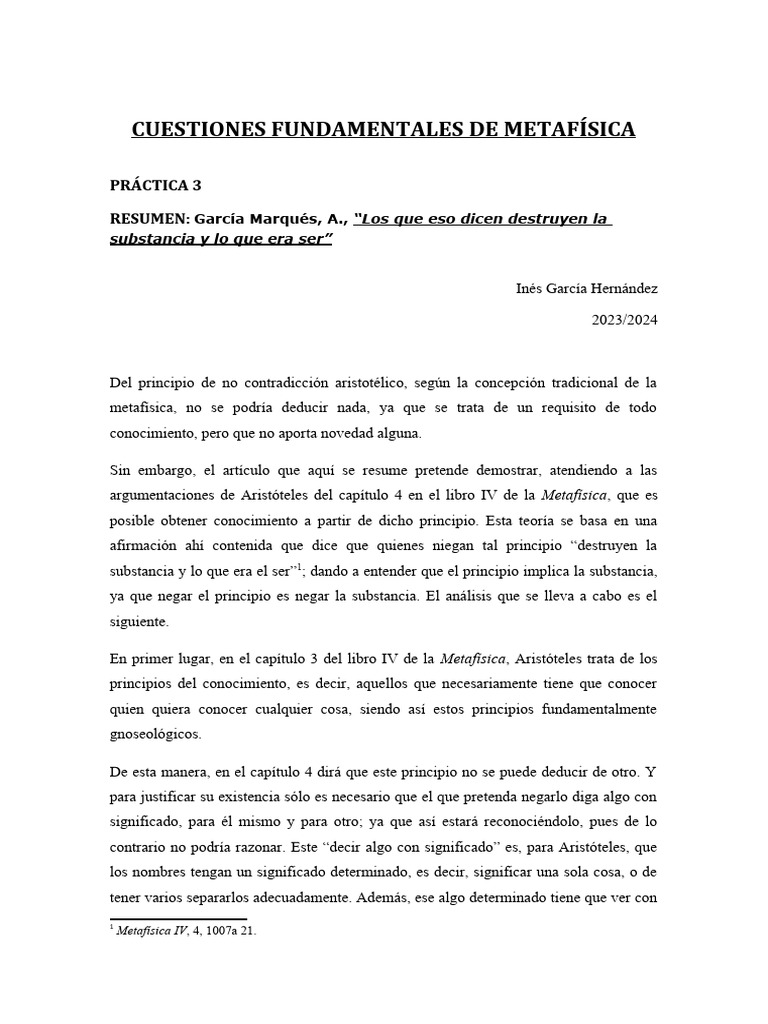 p3. Met II. Inés | PDF | Existencia | Aristóteles