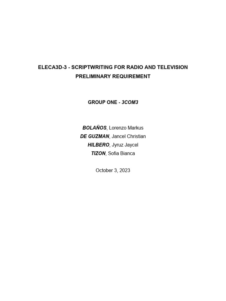 Script Rewrite for TV Students | PDF | Language Arts & Discipline | Art