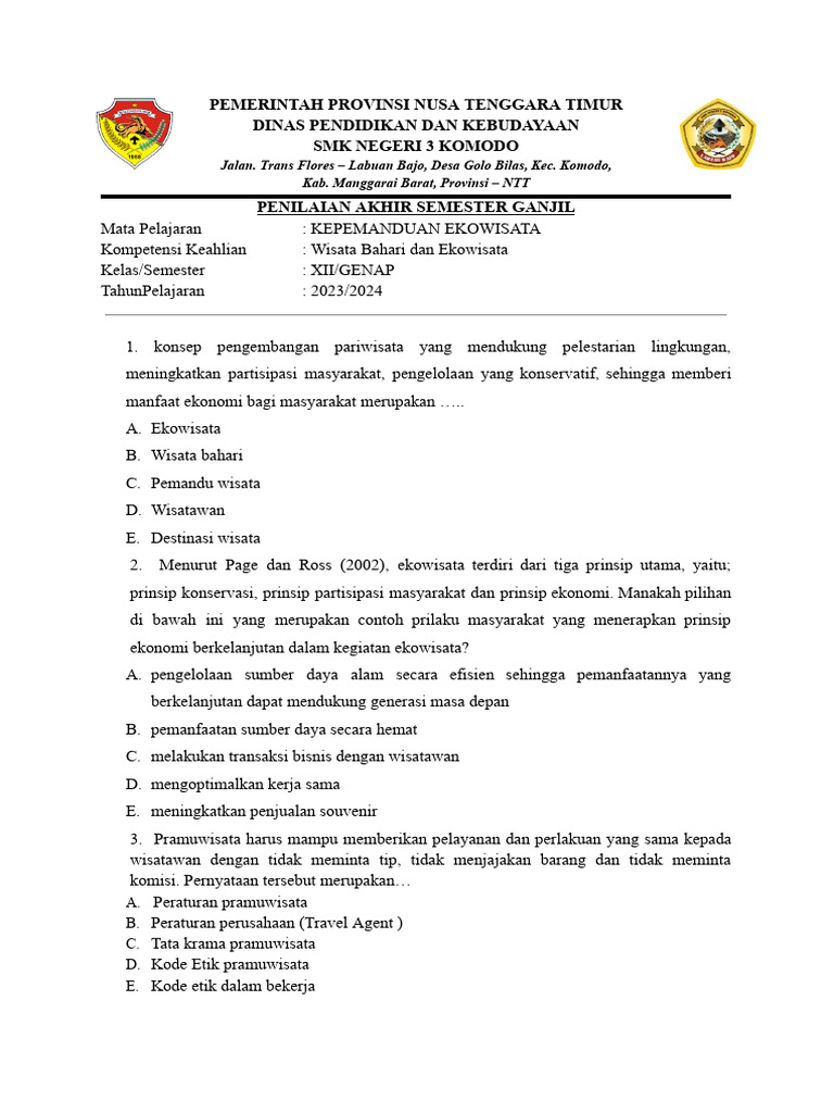 Naskah Soal Kepemanduan Ekowisata | PDF | Perjalanan