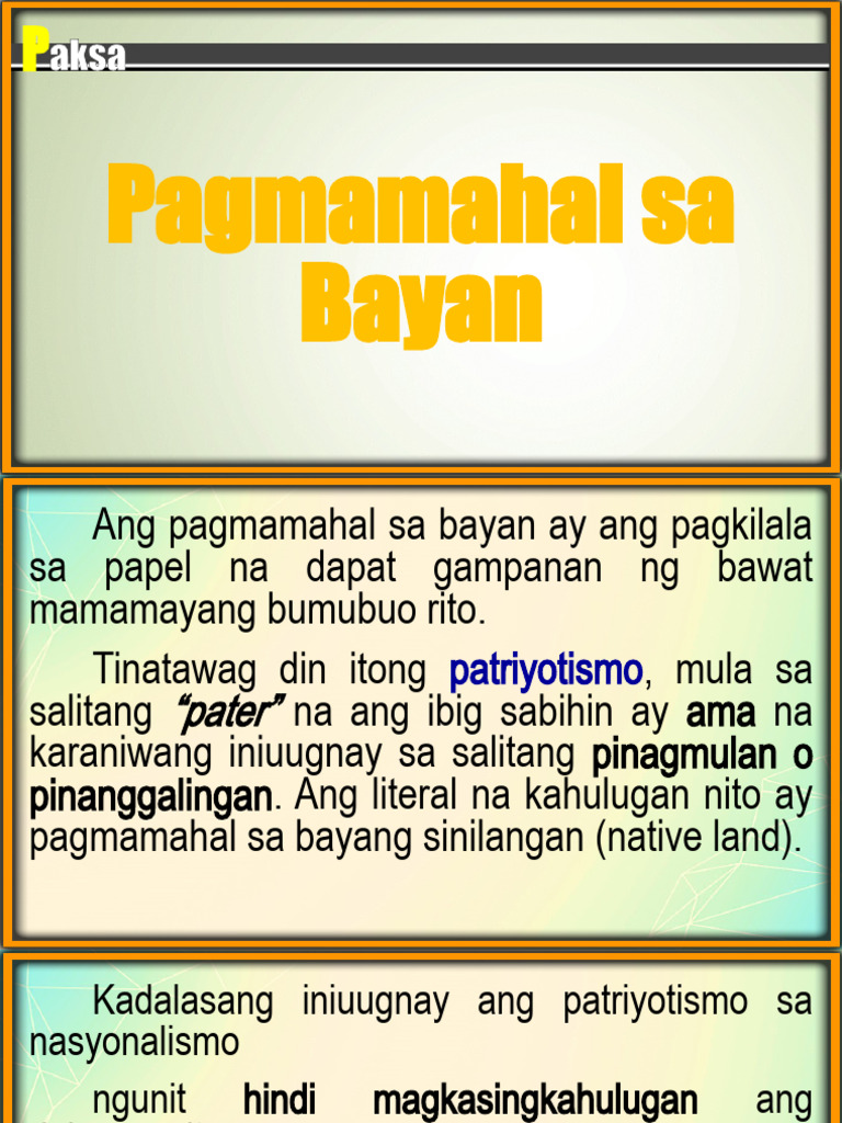Lesson 10 Ang Pagmamahal Sa Bayan | PDF