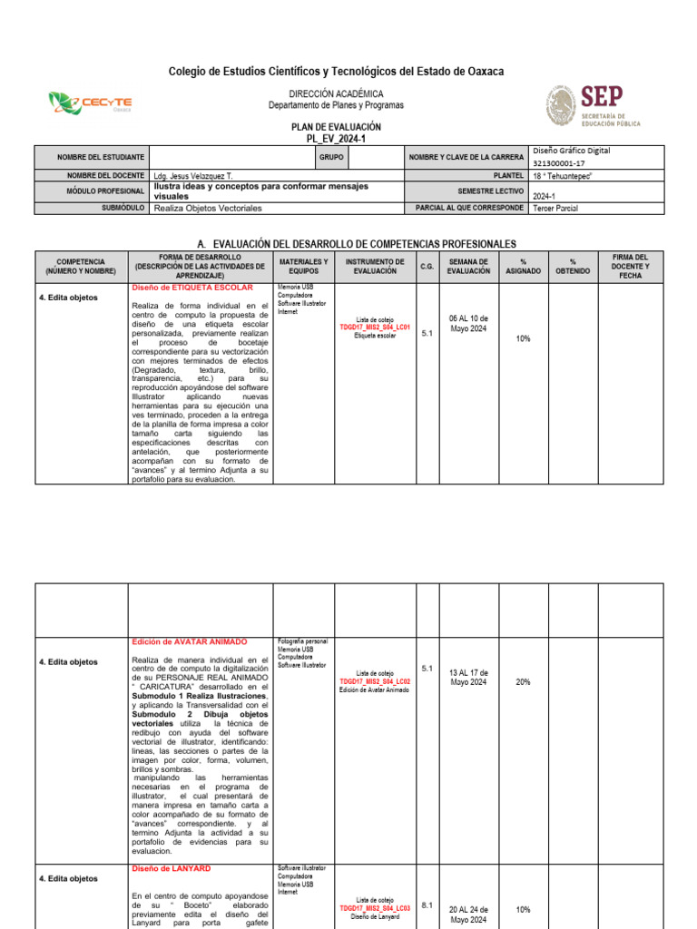 PLAN EVA_3P_2024-1 | PDF | Ilustrador Adobe | Evaluación