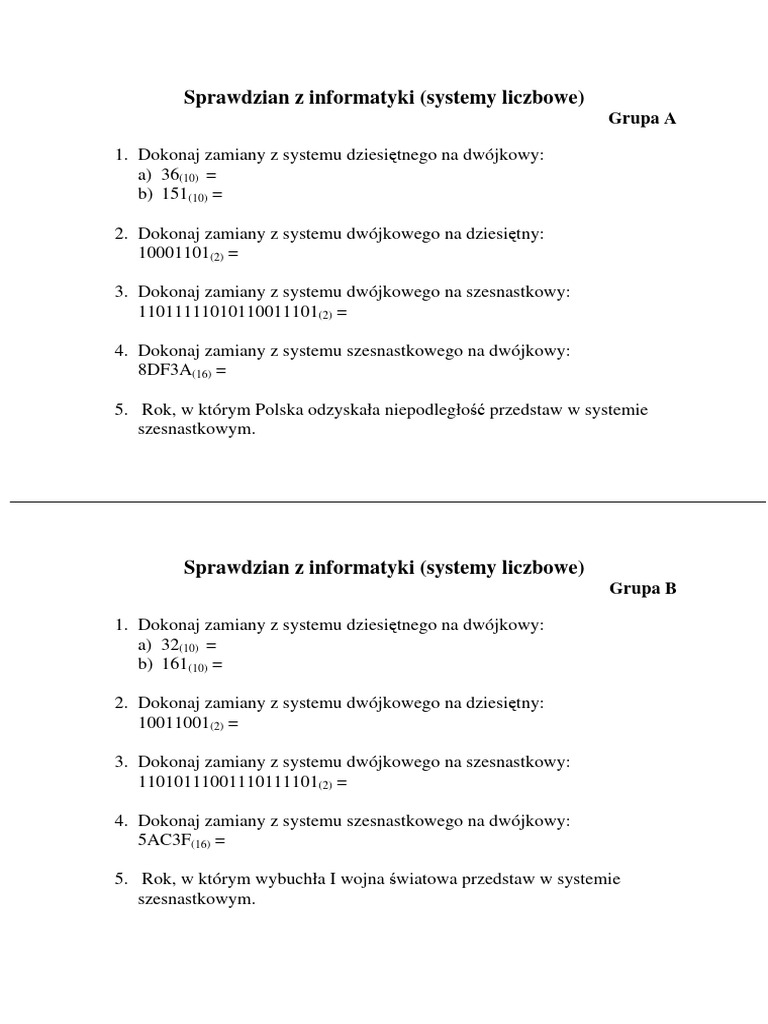 Systemy Liczbowe | PDF