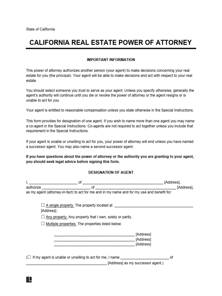 California Real Estate POA Guide | PDF | Power Of Attorney | Lease